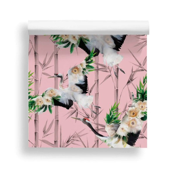 Designer wallpaper - Cranes Pink Yorkshire, UK | United Furnishings